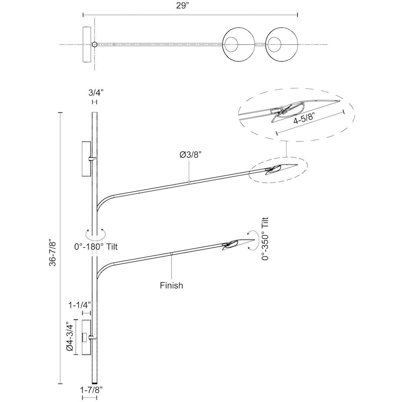 Kuzco Lighting WS90102-BK Rotaire LED 4.63 inch Black Wall Sconce Wall ...